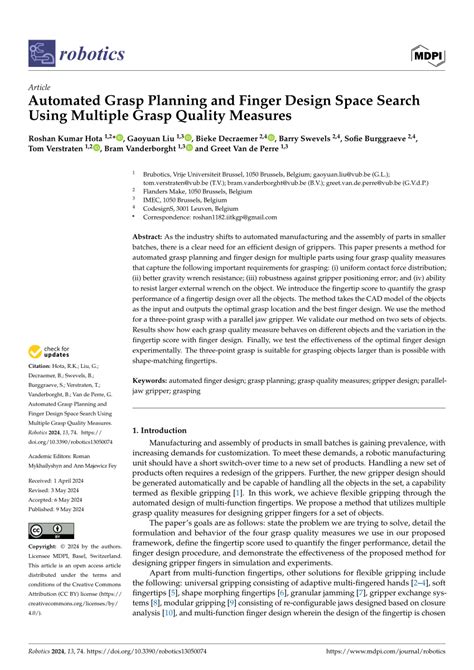 Pdf Automated Grasp Planning And Finger Design Space Search Using