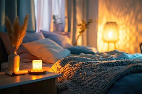 A Cozy Bedroom With A Plush Bed Soft Lighting And Modern Decor