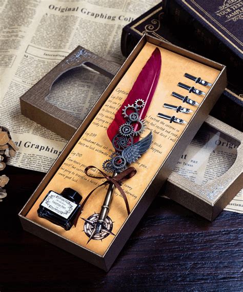 해리포터st 깃털 만년필 세트 4종 빈티지 잉크 깃털 만년필 리필 병잉크 펜촉 캘리그라피 취미 집콕템 선물세트 만년필꽂이 에이블리