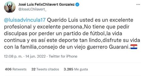 Selección Peruana José Luis Chilavert le dedicó un emotivo mensaje a Luis Advíncula