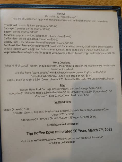 Koffee Kove Restaurant Menu Full Menu Update 2025
