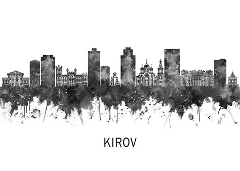 Kirov Russia Skyline BW Mixed Media By NextWay Art Pixels