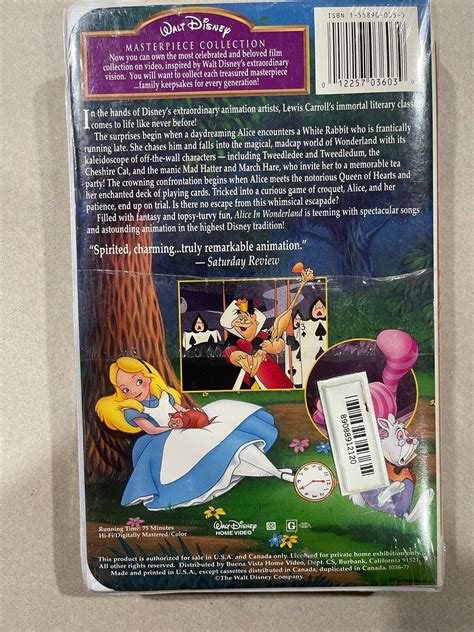 Mavin Walt Disney Alice In Wonderland Vhs Masterpiece Collection