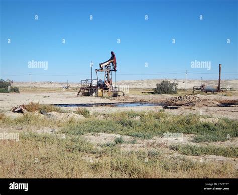 Old Oil Rocking Chair Oil Field In The Mangistau Region Kazakhstan