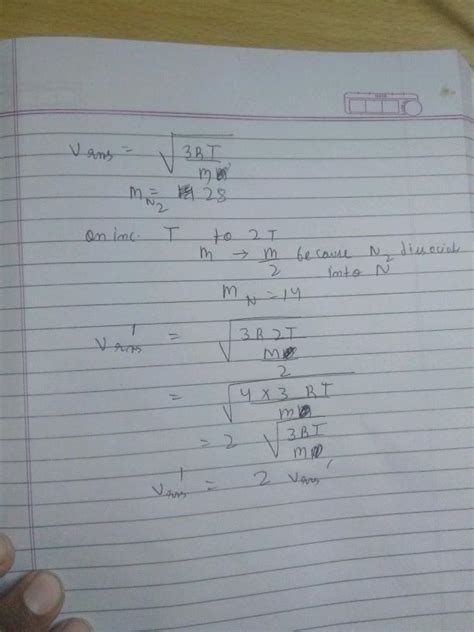 Initially The Root Mean Square Rms Velocity Of N2 Molecules Certain