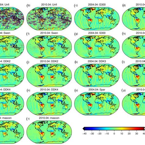 the geoid degree variance of filtered monthly solutions for a april