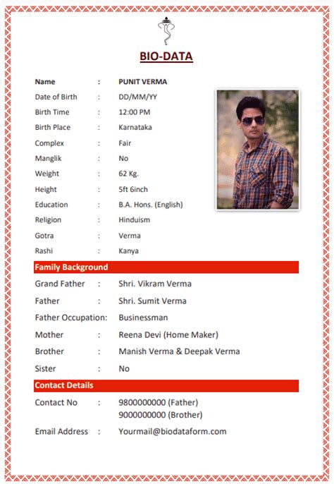 Marriage Biodata Format In Word For Boy Marriage Biodata Format In A