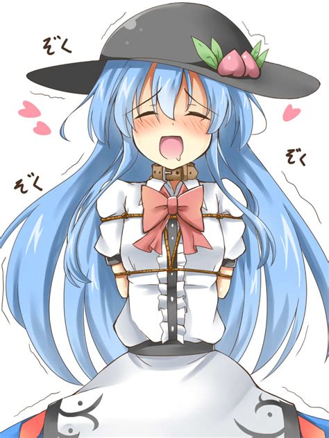Safebooru Arms Behind Back Bdsm Blue Hair Blush Bondage Breast