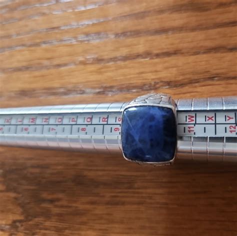 Mens Sterling Silver 925 Dark Blue Lapis Signet Ring Size 95 Ebay