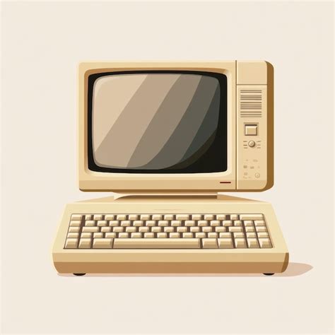 Classic Retro Computer Icon Beige Monitor And Keyboard Premium Ai Generated Image