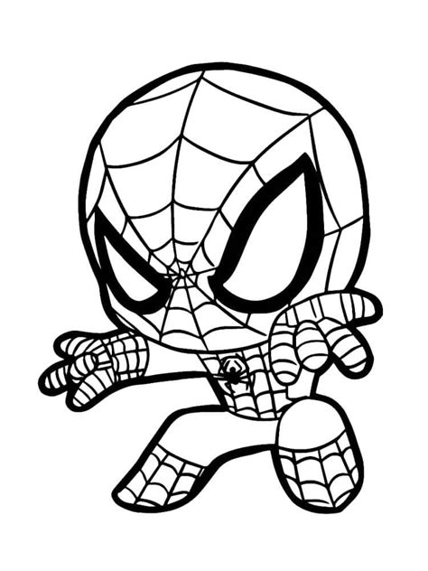 Hombre Araña Chibi para colorear imprimir e dibujar ColoringOnly