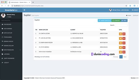 Sistem Informasi Inventaris Berbasis Web (PHP)