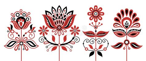 Set Of Flowers Inspired By Ukrainian Traditional Embroidery Stock