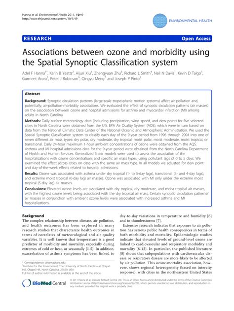 Pdf Associations Between Ozone And Morbidity Using The Spatial