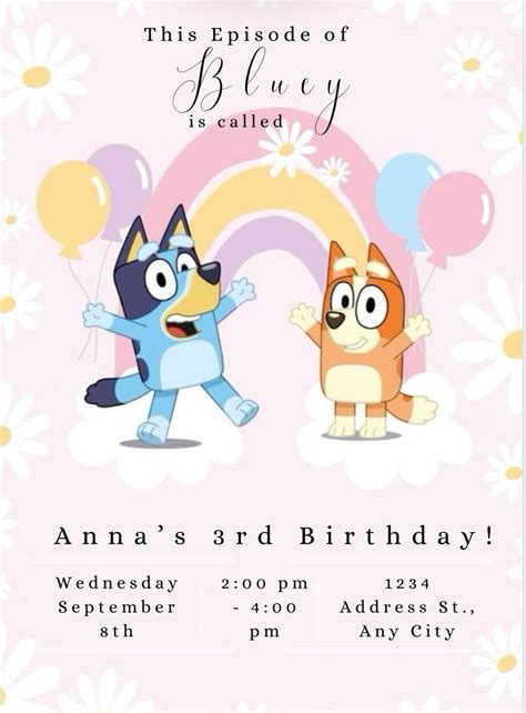 Bluey Birthday Invitation Template Artofit