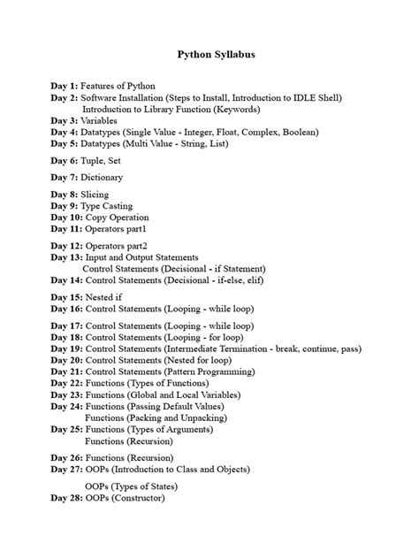 Python Syllabus Pdf