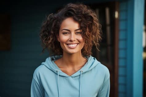 Premium Ai Image Confident Woman With A Radiant Smile Generative Ai