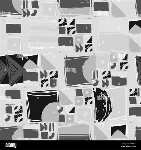Abstract Geometric Pattern With Squares And Sharp Angles In Grayscale