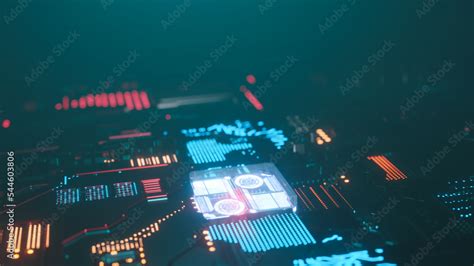 Advanced Futuristic Cpu And Motherboard Quantum Computer Concept Super Computer Processing Big