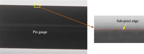 Detected Top And Bottom Edge Of Pin Gauge By Sub Pixel Edge Detection