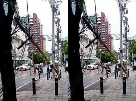 バンコクの渋滞には理由がある？！ チットロム通りで車が電線に引っかかり倒壊。修理に1車線封鎖。 タイニュース・クロスボンバー（x