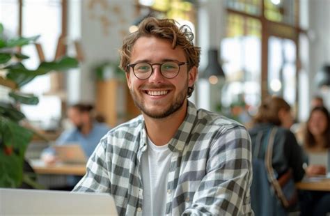 Premium Photo Man With Goatee Smiles At Camera