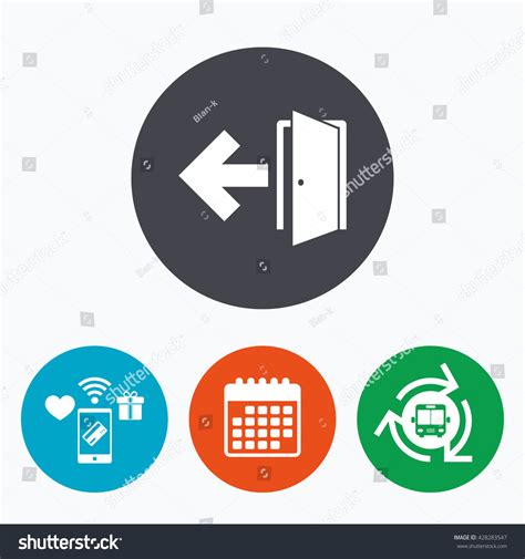 Emergency Exit Sign Icon Door Left Stock Illustration