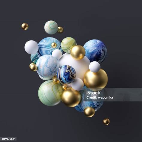 검은 배경에 고립 된 3d 추상적 인 대리석 공 다중 색상에 대한 스톡 사진 및 기타 이미지 다중 색상 구 구슬 Istock