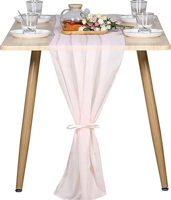 Amazon Ling S Moment Ft Nude Sheer Chiffon Like Table Runner For