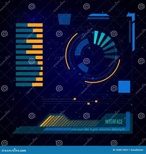 Spaceship Sci Fi User Interface Digital Target And Charts Stock Vector Illustration Of Circle