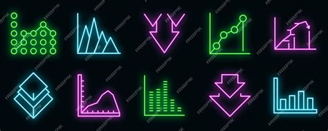 premium vector regression icons set outline set of regression vector icons neon color on black