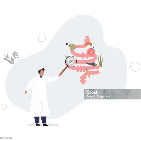 위장 장기 검진으로 건강한 장 검사 결장과 장 세균총 진단과 건강 관리 병원 Doctorflat 벡터 일러스트 레이 션 개념에