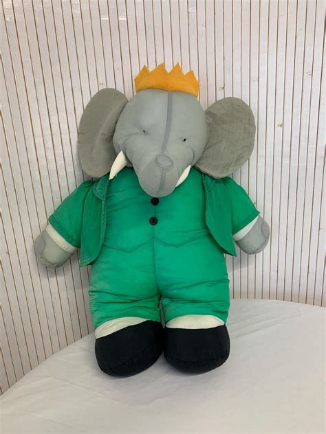 Large Vintage Babar Elephant Plush Toy Soft And Fluffy Vintage Babar