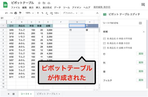スプレッドシートでピボットテーブルを作成する方法 クラサポ
