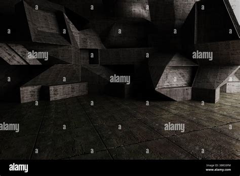 Angular Concrete Wall Sculpture Is Appearing In Flat Design Industrial