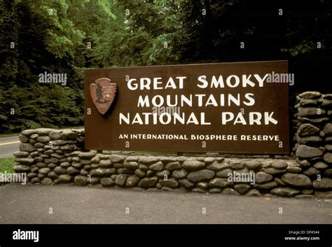 Great Smoky Mountain National Park Sign Entrance At Gatlinburg