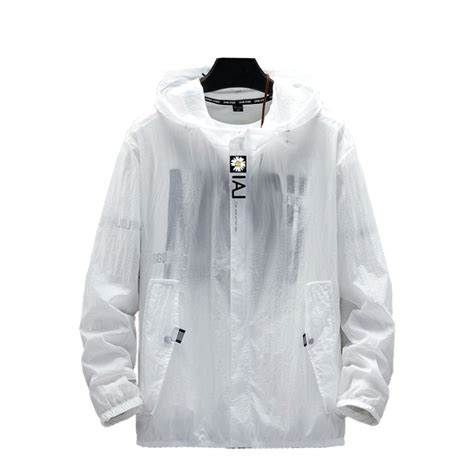 여름 작은 데이지 패턴 나일론 통기성 패브릭 야외 사이클링 옷 후드 태양 보호 셔츠 남성 색상 흰색 크기 Xxl