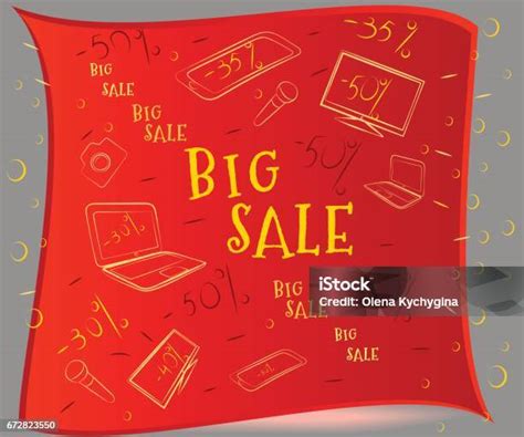 디지털 전자 테마에 대 한 큰 판매 포스터입니다 벡터 아이콘입니다 벡터 일러스트입니다 가격에 대한 스톡 벡터 아트 및 기타