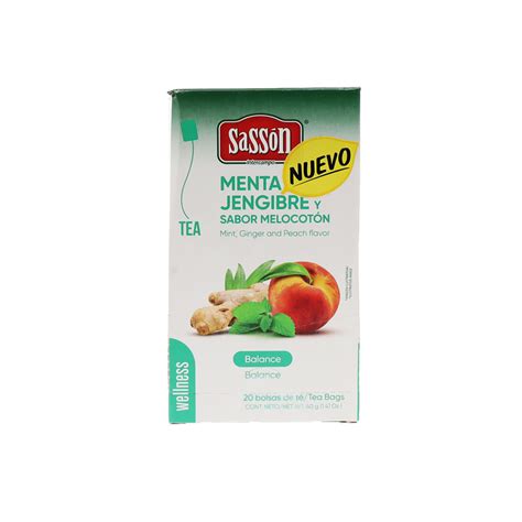Té Sasson Menta Jengibre Sabor Melocotón 20un