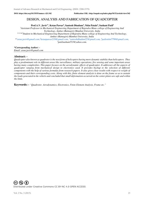 PDF Design Analysis And Fabrication Of Quadcopter