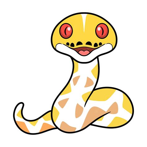 Premium Vector Cute Amelanistic Reticulated Python Cartoon