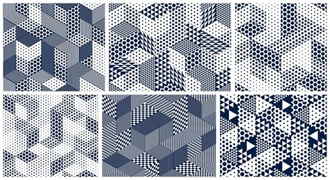 Premium Vector 3d Dotted Cubes Seamless Patterns Vector Backgrounds Set Dots Dimensional