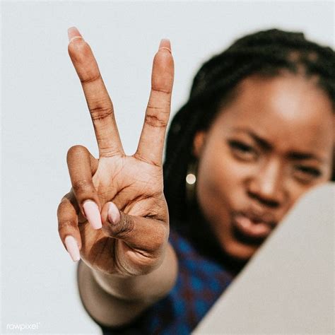 Black Woman Showing A V Sign Premium Image By Rawpixel Felix