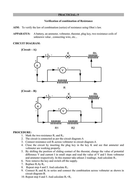 Practicial 9 Verification Of Combination Of Resistance