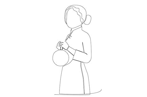 Premium Vector A Woman Brings The Lantern To Celebrate The Chinese