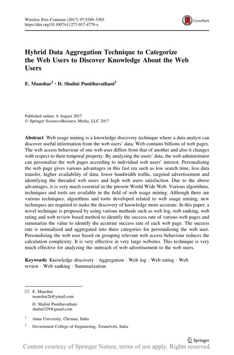 Hybrid Data Aggregation Technique To Categorize The Web Users To