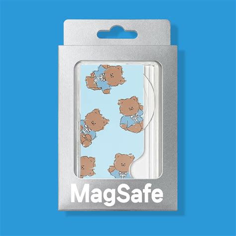 빠른배송 초자력 맥세이프 카드지갑 곰찌 스케치 블루 마그네틱 자석 교통 카드 수납 명함 포토 여행 커플 우정 홀더 포켓 슬롯 탈부착 선물 아이폰 16 15 14