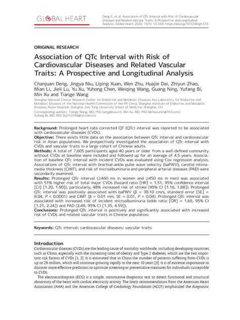 Deng 2020 Kardiovaskular Pada Prolong Qt Pdf Cardiology Open