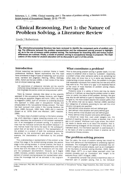 PDF Clinical Reasoning Part 1 The Nature Of Problem Solving A