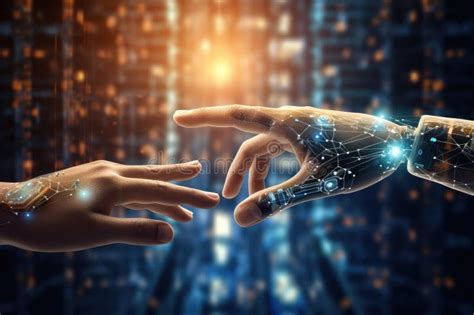 View Of A Cyborg Hand Touching A Technology Interface 3d Rendering Ai